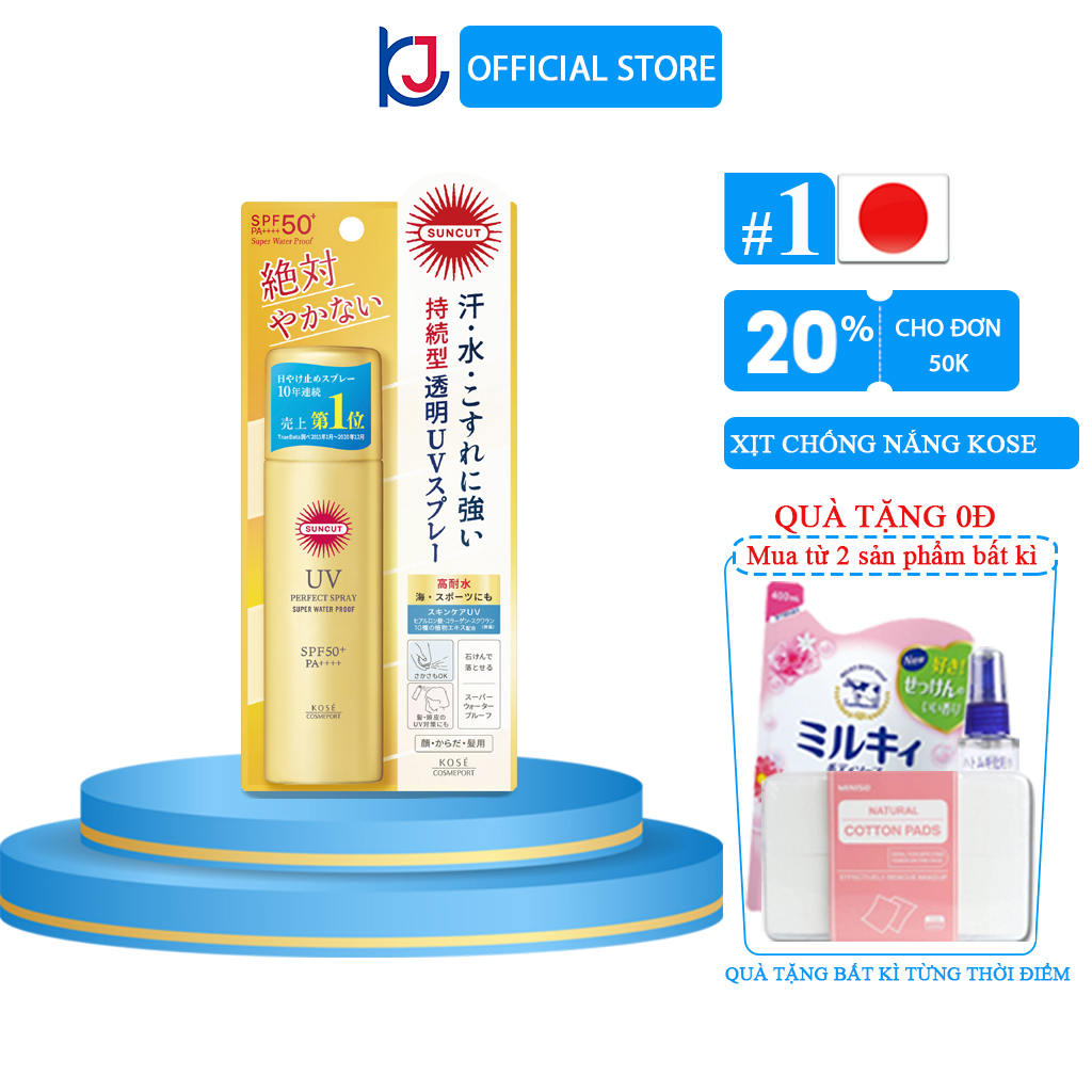 Xịt Chống Nắng Siêu Chống Nước Kosé Suncut Uv Perfect Spray Super Waterproof Spf50+/Pa++++ (90g ...