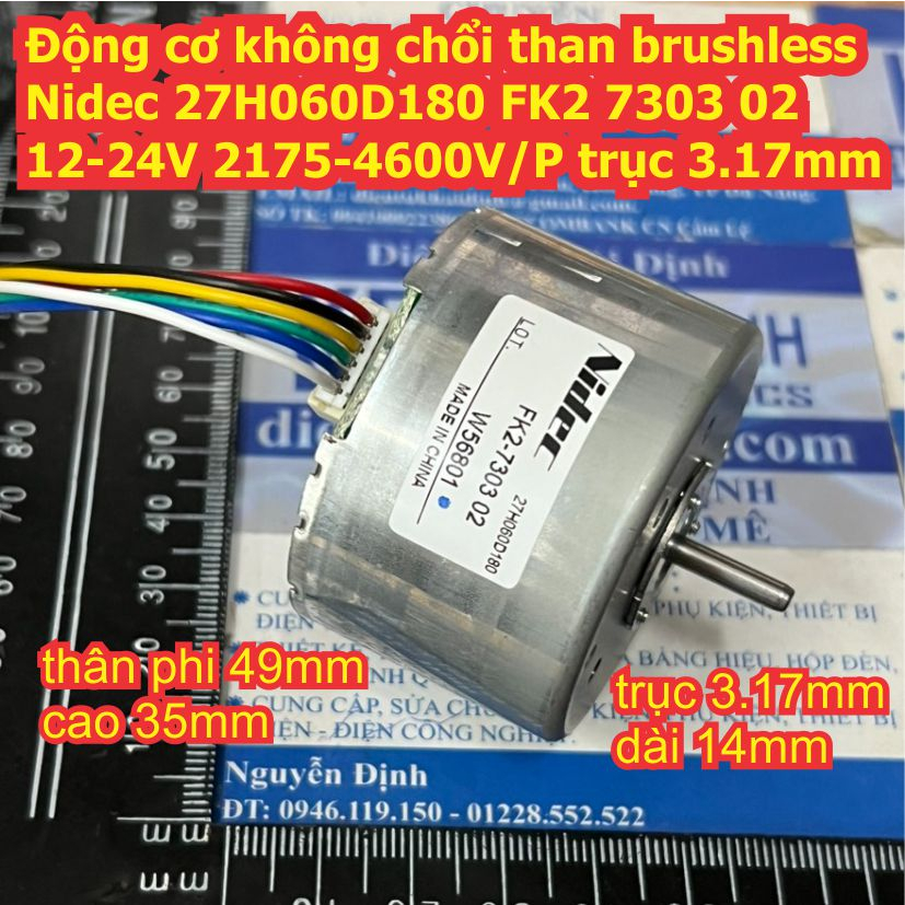 Động cơ không chổi than brushless Nidec 27H060D180 FK2 7303 02 12-24V ...