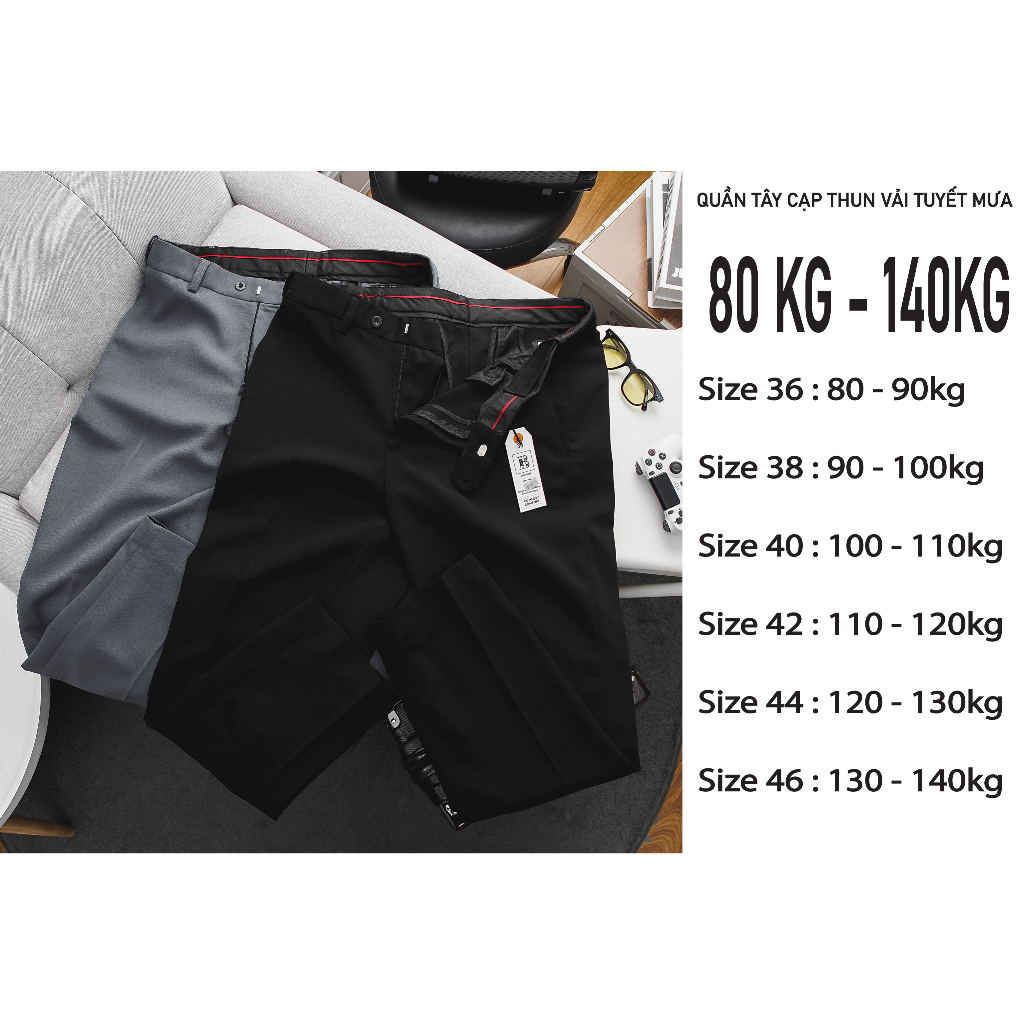 Quần tây nam ống đứng có đai chun vải tuyết mưa bigsize Size từ 80kg đến 135kg | Shopee Việt Nam