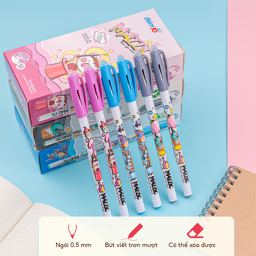 Combo 5/10/20 bút gel xóa được Mazzic Thiên Long TP-GELE01 ngòi 0.5mm ...