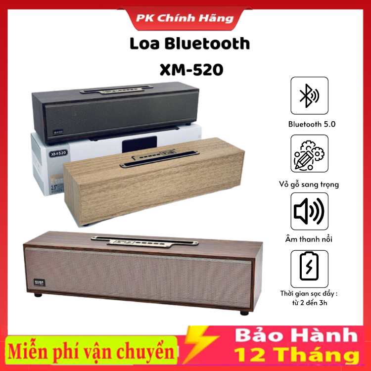 Loa bluetooth XM 520 Bass mạnh, công suất 20W siêu trầm , thiết kế vỏ gỗ dạng thanh để bàn Xm520 ...