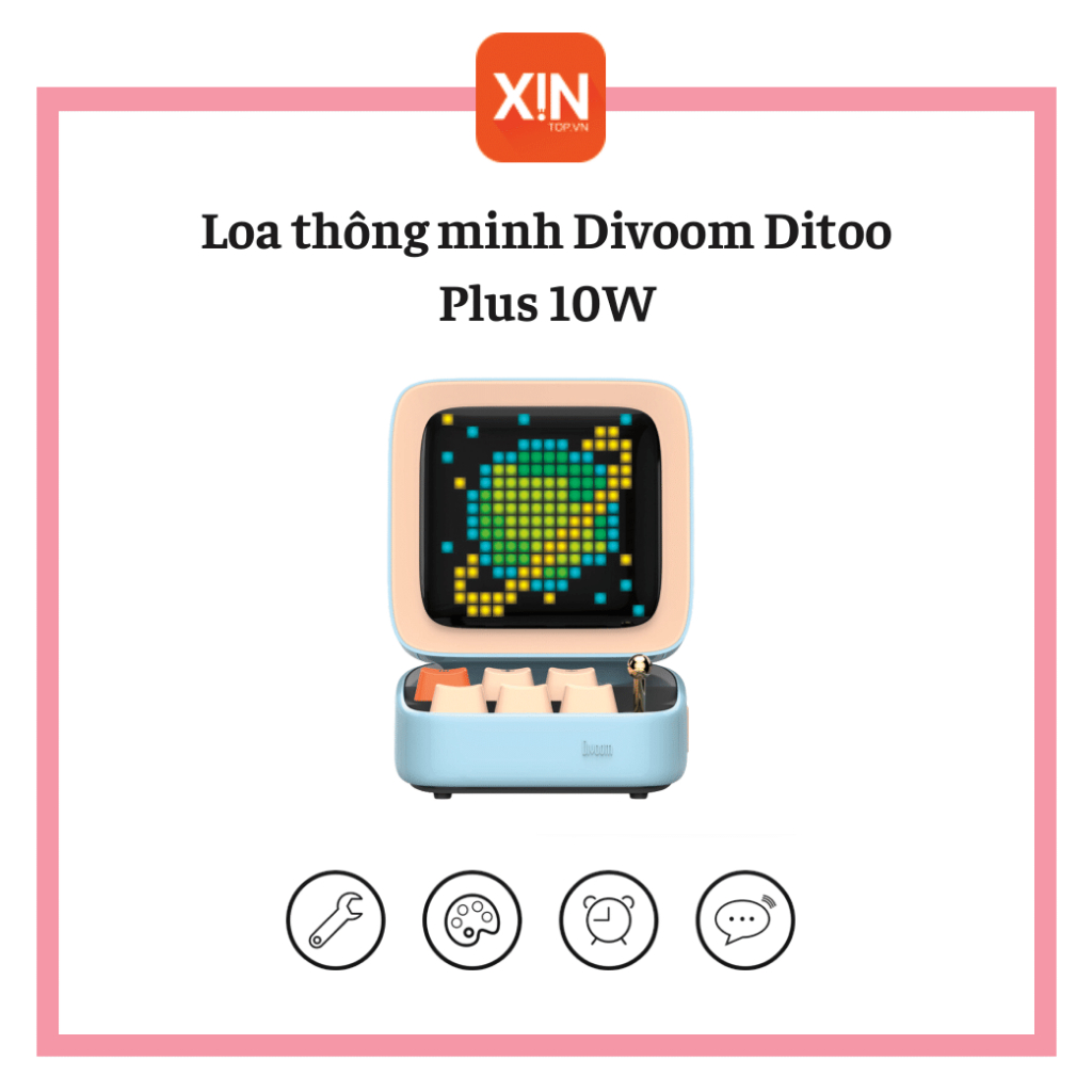 Loa thông minh Divoom Ditoo Plus 10W - Hình dáng máy tính cổ, màn hình ...