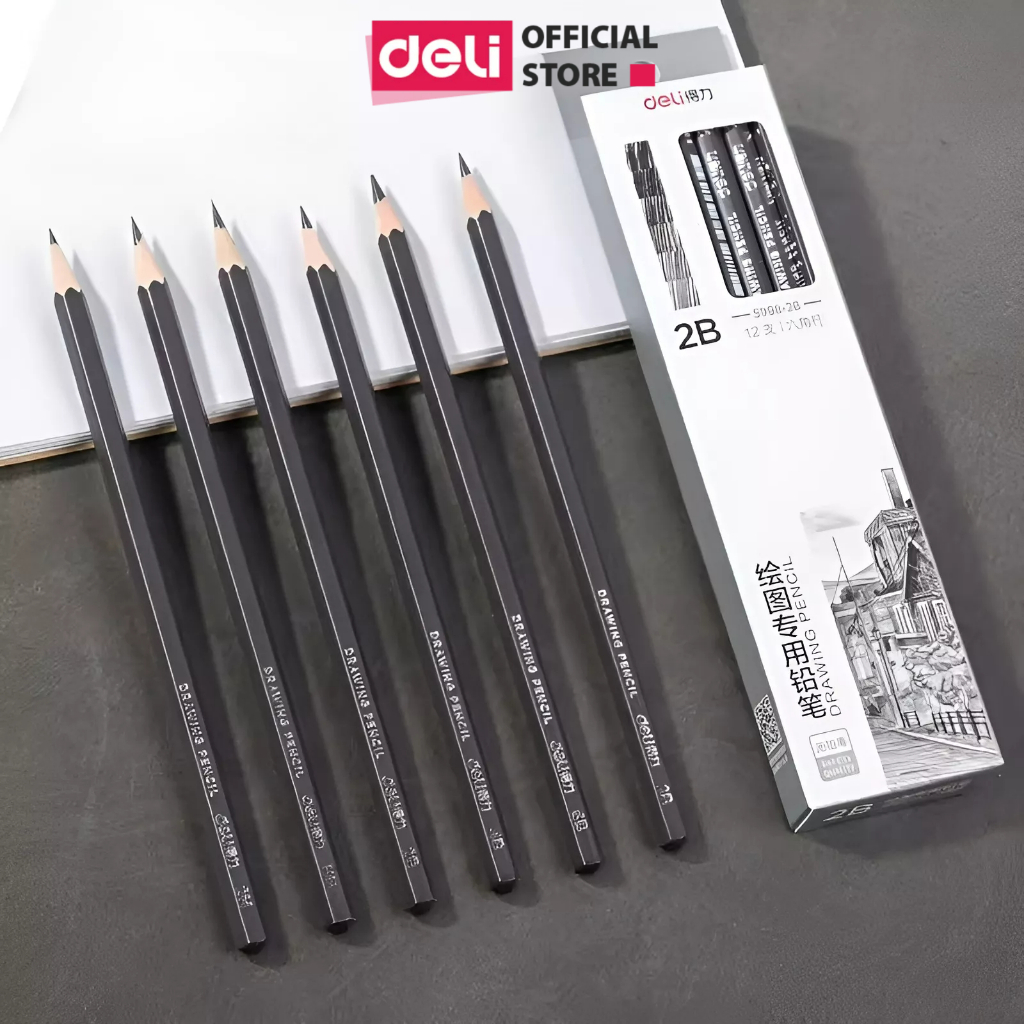 Bút chì phác thảo phiên bản cao cấp Deli - 2H, HB, 2B, 4B, 6B, 8B ...