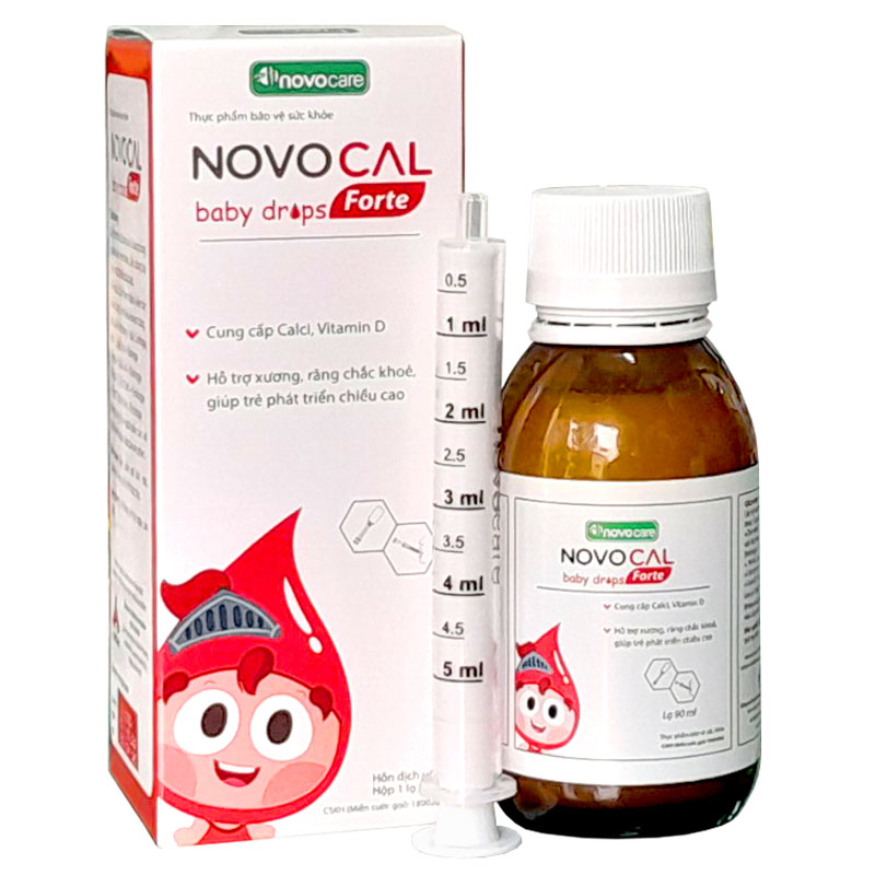 Novocal Baby Drops Forte, hỗ trợ trẻ phát triển chiều cao, hỗ rợ xương, răng chắc khoẻ (90ml ...