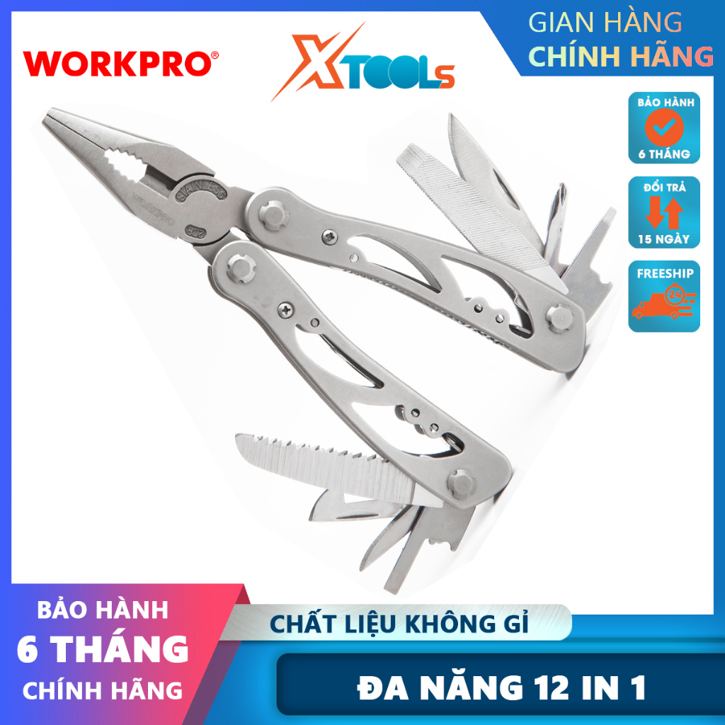Kìm đa năng 12in1 Workpro WP382001 bộ dụng cụ cầm tay đa năng tiện lợi nhỏ gọn dao đa năng chính ...
