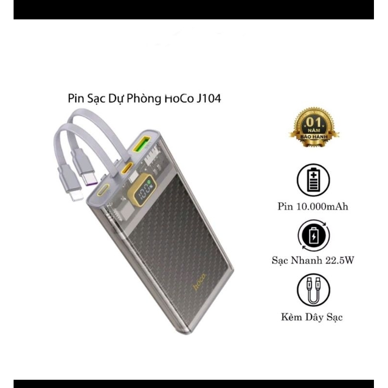 Pin Sạc Dự Phòng Hoco J104, Dung Lượng 10000mAh, Hỗ Trợ Sạc Nhanh 22.5W ...
