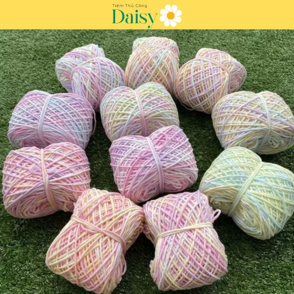 Len bông sữa loang pastel cuộn 50g - Đan móc len mềm mịn | Shopee Việt Nam