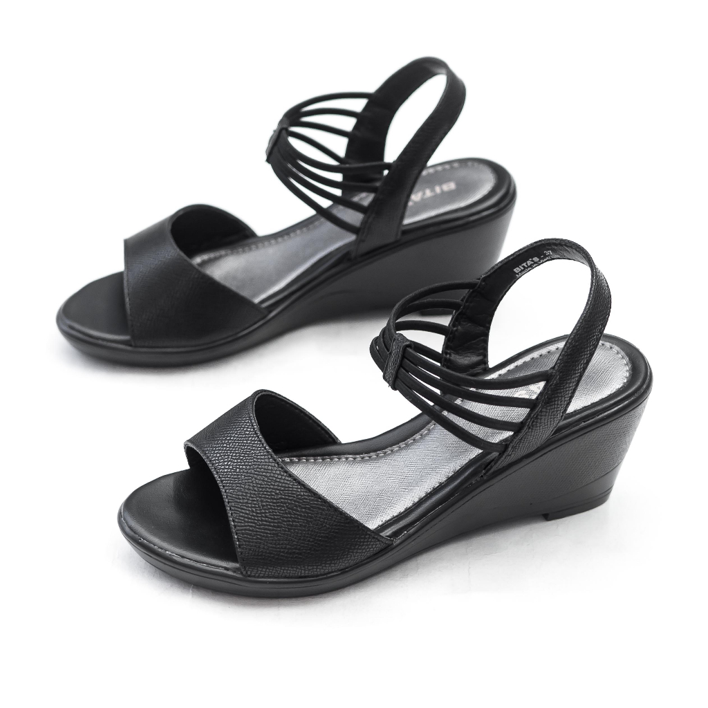 GIÀY SANDAL QUAI HẬU GÓT CAO NỮ BITA'S QUAI THUN ĐẾ XUỒNG SYN.283 (ĐEN) - BITAS | Shopee Việt Nam