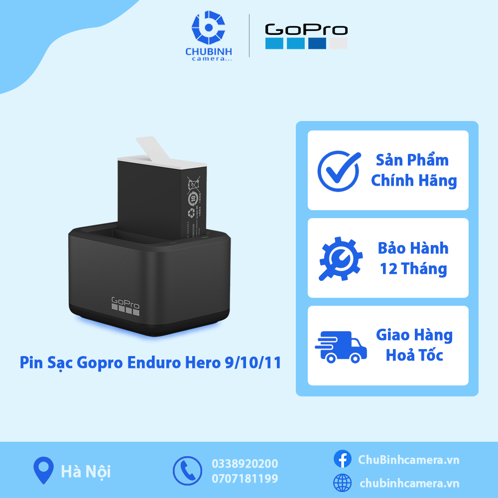 Bộ Dock Sạc Đôi và Pin GoPro Enduro Hero 9/10/11 | Dual Battery Charger ...