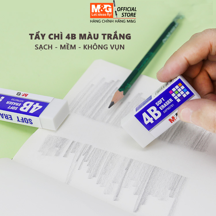 Gôm Tẩy Trắng Siêu Sạch 4B Chính Hãng M&G Không Vụn, An Toàn, Tiết Kiệm ...