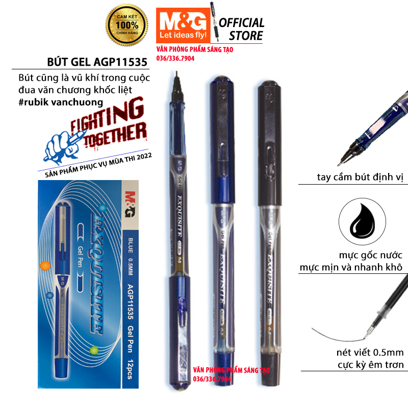 Bút bi mực gel nước exquisite M&G rubik văn chương sử dụng thi môn văn AGP 11535 nét 0.5 viết êm ...