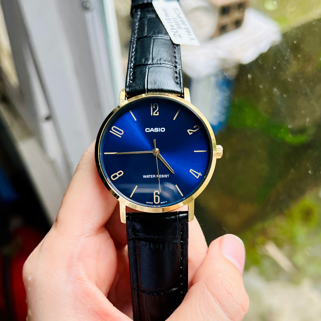 Đồng Hồ Nam Casio MTP-VT01GL Kính Khoáng - Dây Da Đen - Mặt Xanh Chính ...
