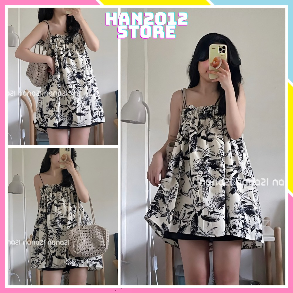 Áo Babydoll Kiểu 2 Dây Tiểu Thư, Áo Hai Dây Sơi Bún Ngực Bo Chun Dáng Xòe | Shopee Việt Nam