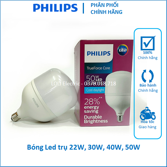 Bóng Led Trụ Philips TForce Core HB MV ND 22W 30W 40W 50W E27 830/865 ...