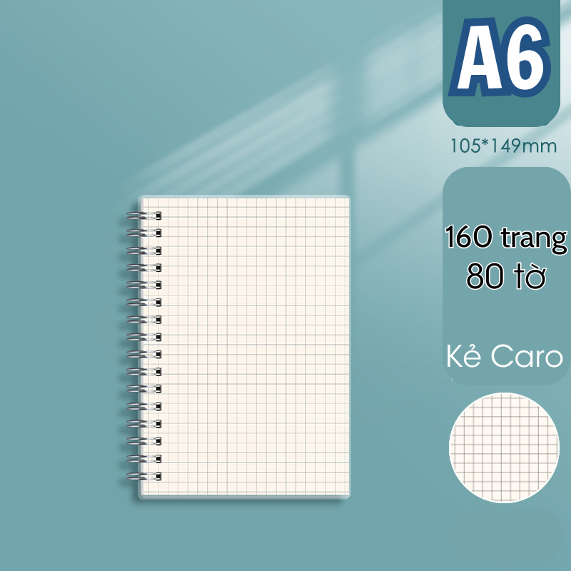 {Trợ Giá 1k} Sổ Lò Xo Basic A6 A5 B5 A4 160 Trang Kẻ Caro Kẻ Ngang Bìa Trong Suốt Vở Tập Peach ...