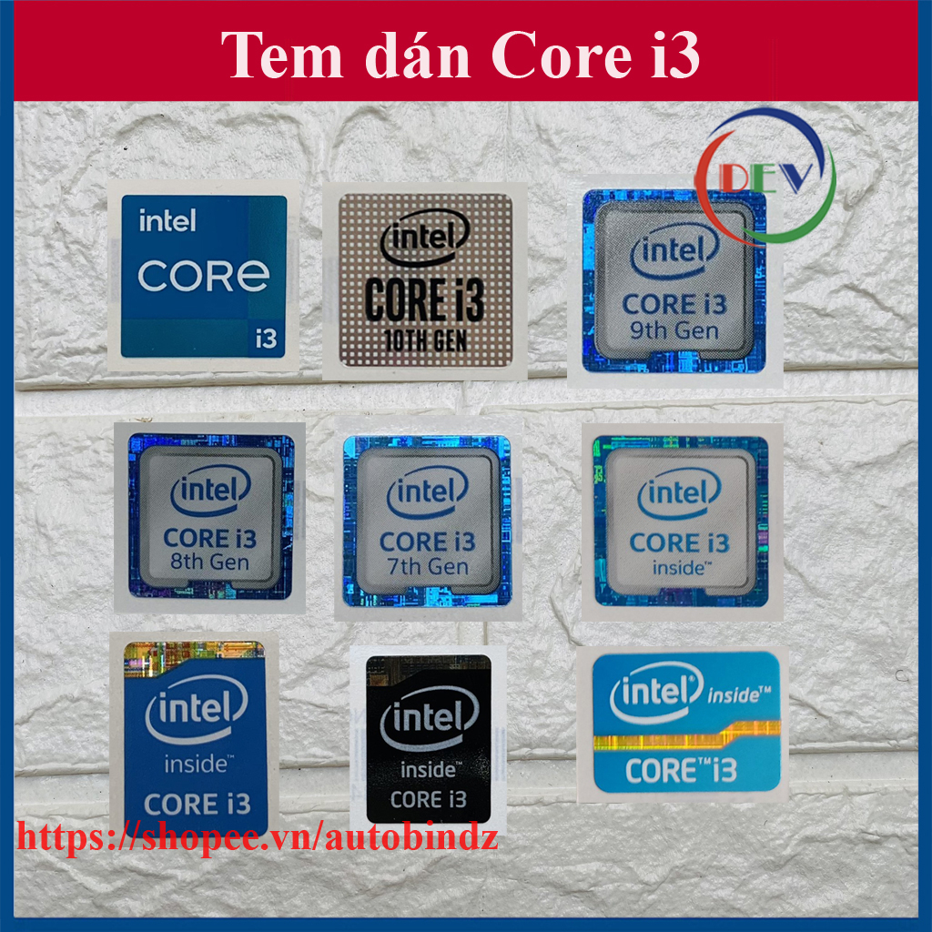 [STICKER] CORE i3 Tem dán tổng hợp nhiều thế hệ CPU trang trí Laptop ...