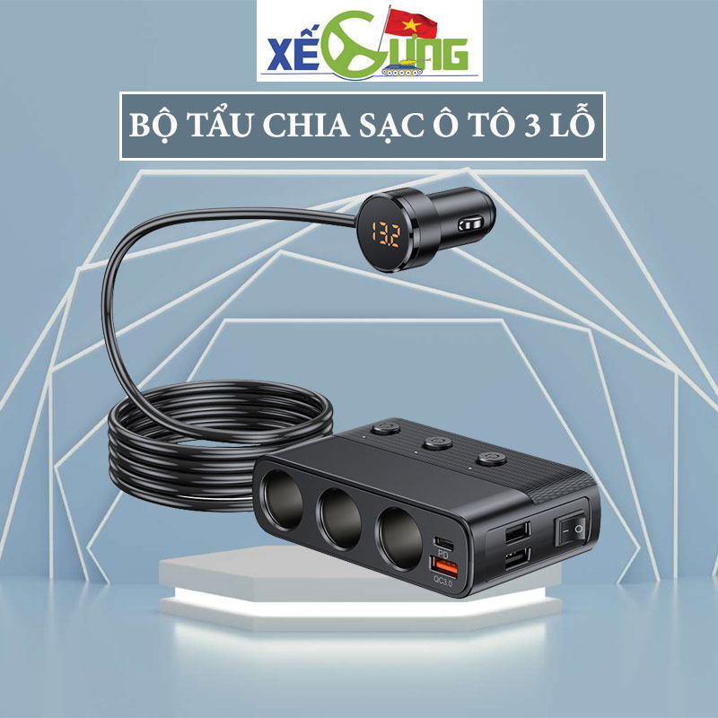 Bộ Chia Tẩu Sạc Oto C28 VERSION 7 Hỗ Trợ Cổng Sạc Nhanh Type C 30W và QC3.0 – Công Suất 127W ...