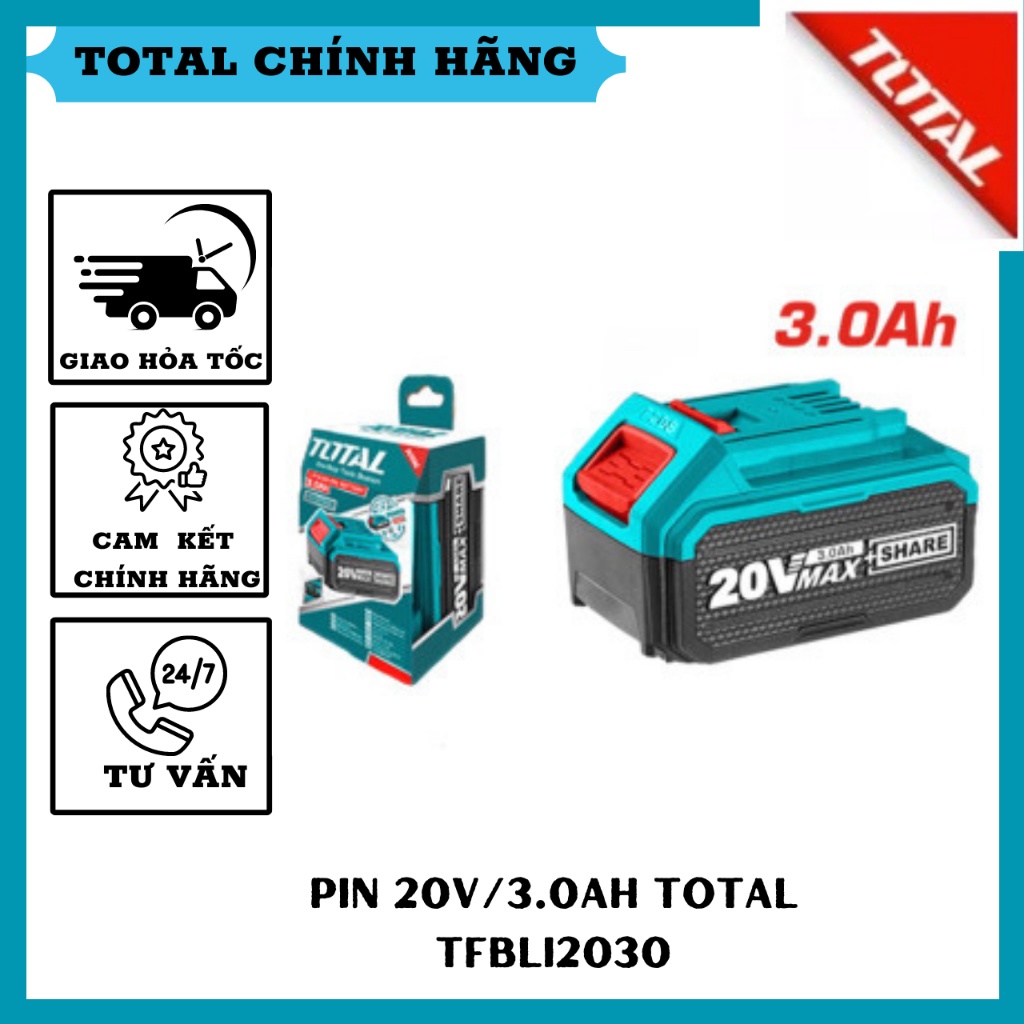 Pin 20V/3.0Ah TOTAL TFBLI2030 hàng chính hãng | Shopee Việt Nam