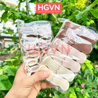 Kẹp tóc càng cua vuông bầu HGVN 3 chấu 5 răng 12 màu pastel thanh lịch ...