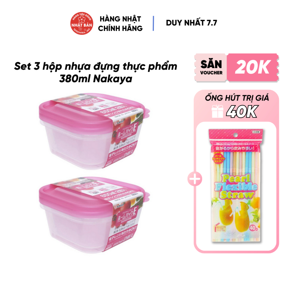 Set 3 Hộp nhựa đựng thực phẩm 380ml Nakaya dùng được cho đồ đông, lò vi sóng nhựa cao cấp - Nội ...