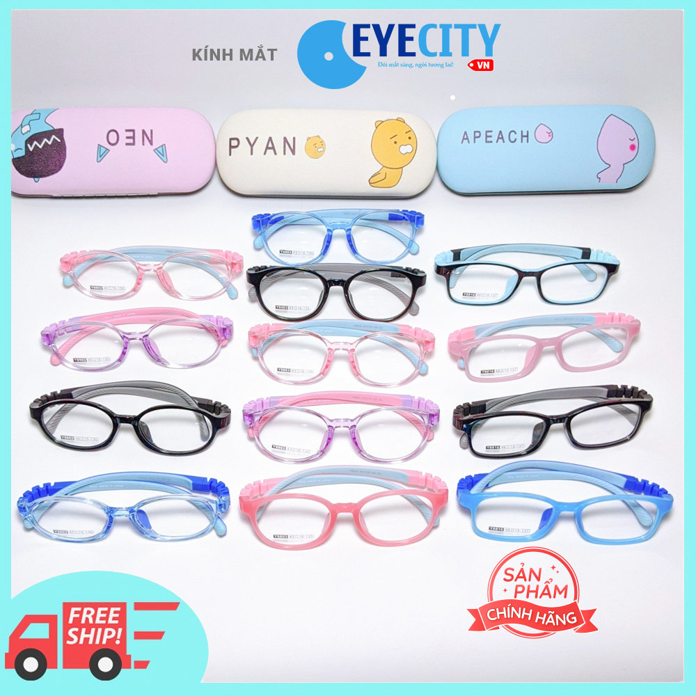 Gọng kính trẻ em EYECITY thiết kế thông minh, khớp nối vặn xoay 180° siêu bền, đệm mũi silicon ...