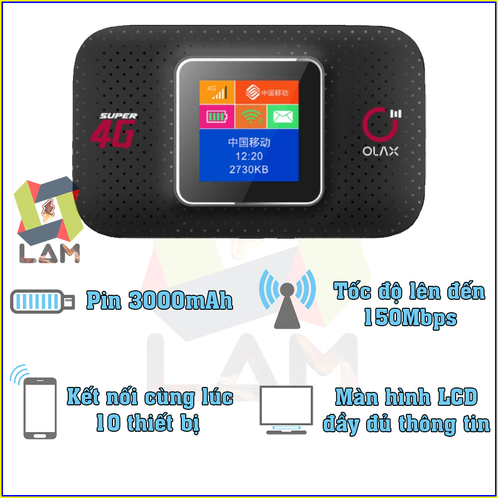 Bộ Phát Wifi Sim 4G Olax MF982. Pin 3000mAh 10 tiếng Sử Dụng, Tốc độ 150Mbps, Kết Nối 10 Thiết ...