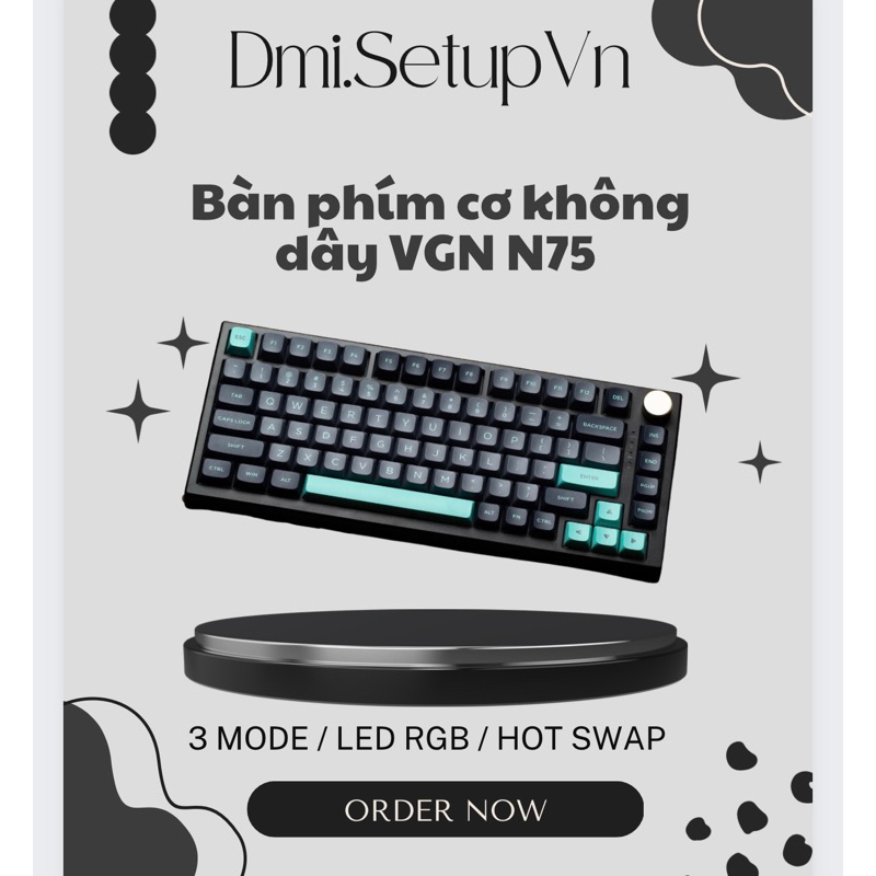 [GIAO NGAY][HOẢ TỐC] BÀN PHÍM CƠ KHÔNG DÂY VGN N75 3Mode Pro | Shopee Việt Nam