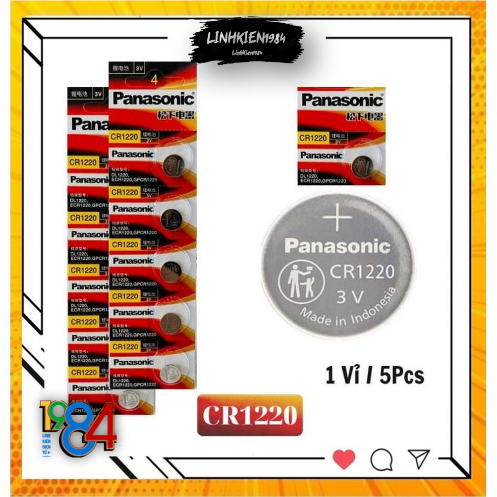 PIN CR1220 Lithium PANASONIC (1 vỉ 5 viên) | Shopee Việt Nam