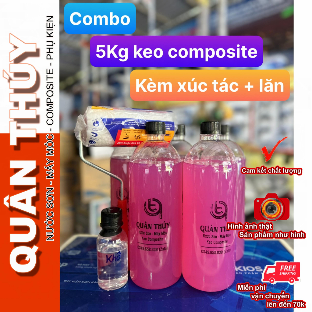 Combo 5Kg Nhựa composite - Tặng kèm chất xúc tác, cọ lăn - keo ...