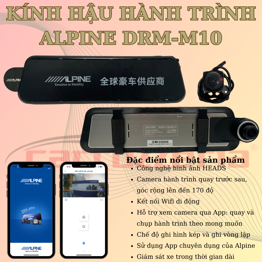 Kính hậu quay hành trình Alpine DRM-M10 kết nối điện thoại xem qua app | Shopee Việt Nam