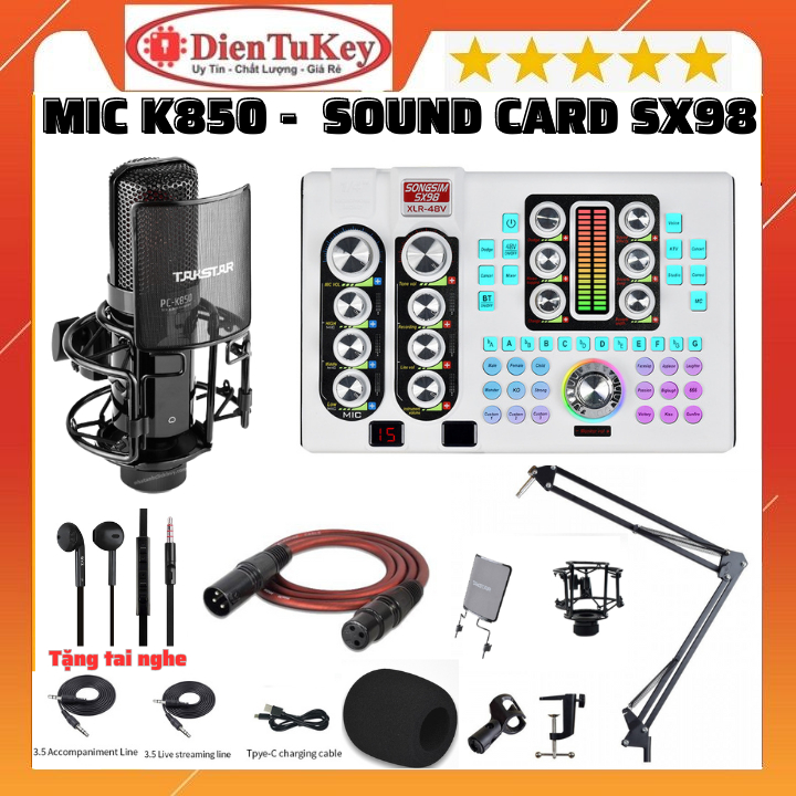 Bộ Combo Mic Thu Âm Hát Livestream Sound Card SX98 Autotune, Micro ...