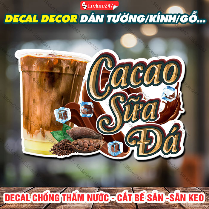 Decal Cacao Sữa Đá 🍓 Trang Trí Quán Cà Phê, Trà Sữa - Decal Dán Tường ...