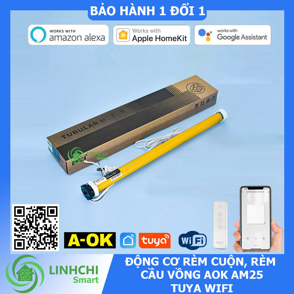 Động cơ rèm cuốn, rèm cầu vồng AOK AM25 Tuya Wifi điều khiển từ xa trên ...
