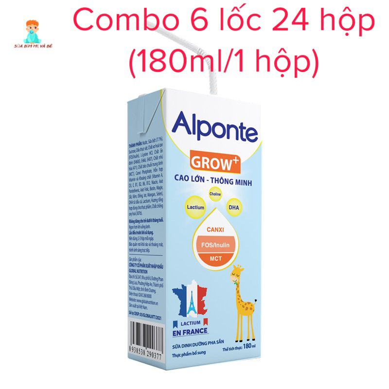 (Date 30/5/2025) Sữa bột pha sẵn Alponte Grow+ (180ml/1 hộp) (combo 6 ...