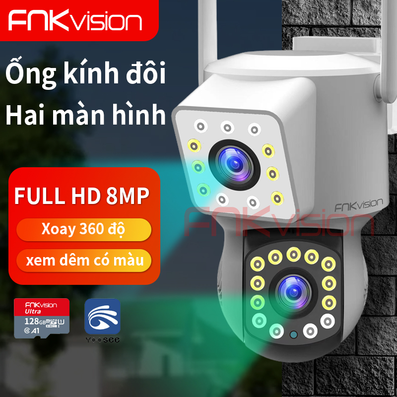 Camera Fnkvision 2 mắt / 1 mắt Yoosee 8.0MP - xem 360 độ không góc chết ...