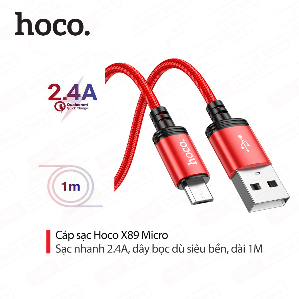 Cáp sạc Hoco X89 Micro sạc nhanh dây dù bện dài 1M cho Smartphone ( Đen ...