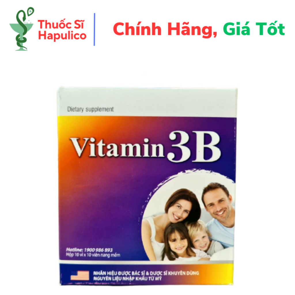 Vitamin 3B Giúp bổ sung và dự phòng thiếu hụt vitamin B1, B6, B12 cho cơ thể hộp 100 viên ...