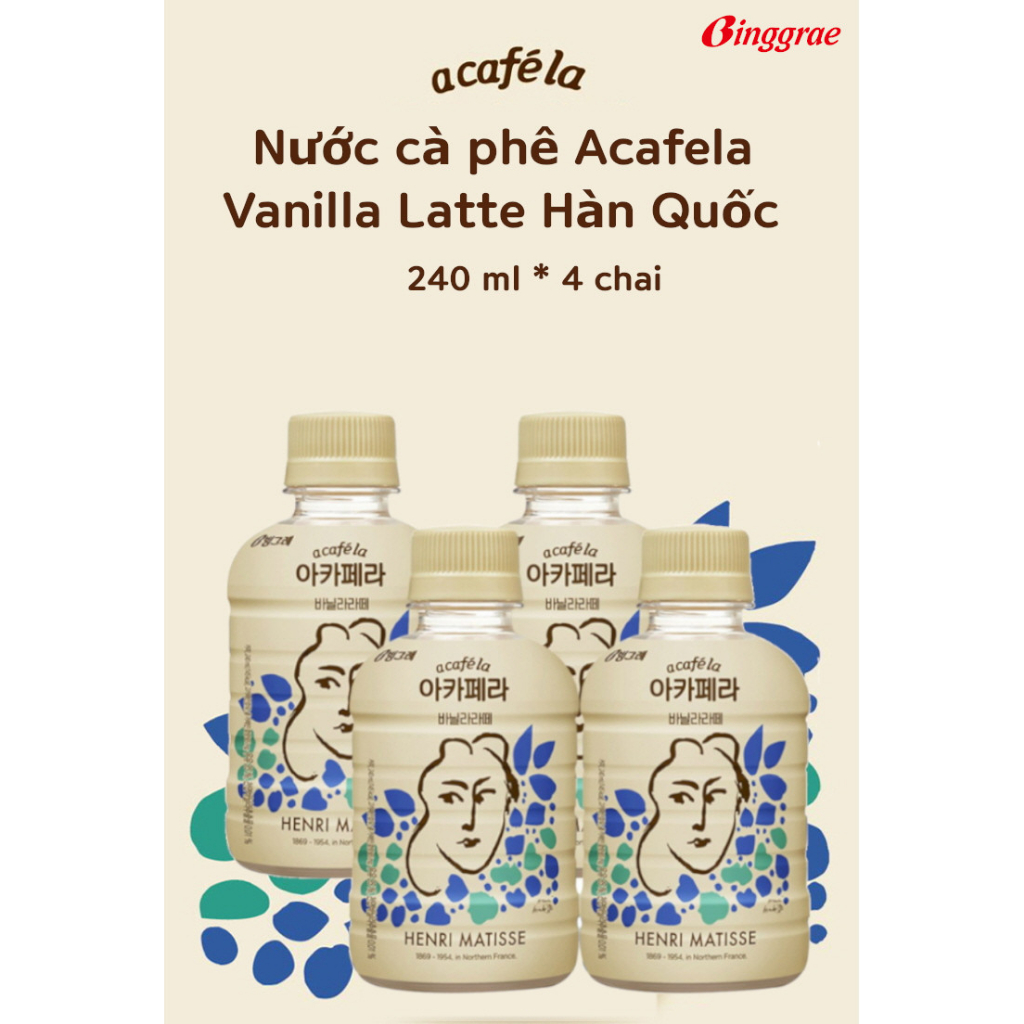 Combo 4 chai Cà phê Acafela Vanilla Latte 240ml | Shopee Việt Nam