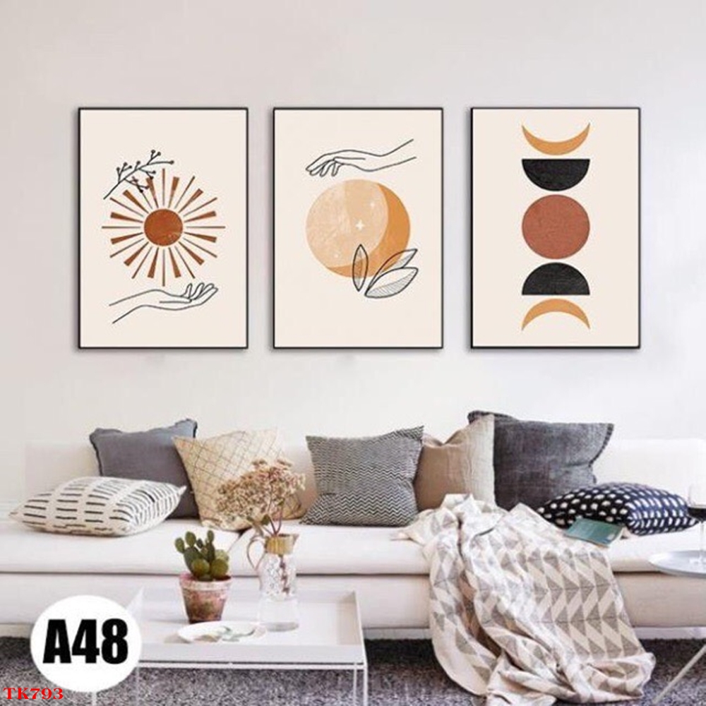 N443-Bộ 3 Tranh Treo Tường Canvas Tối Giản Boho Minimalism Hiện Đại ...