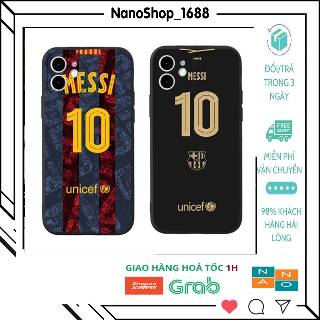 Ốp Lưng iPhone Cạnh Vuông, Lỗ Camera in Hình Messi M10 iP 7Plus,8Plus,x,xs,xsmax,11,12,13,pro ...