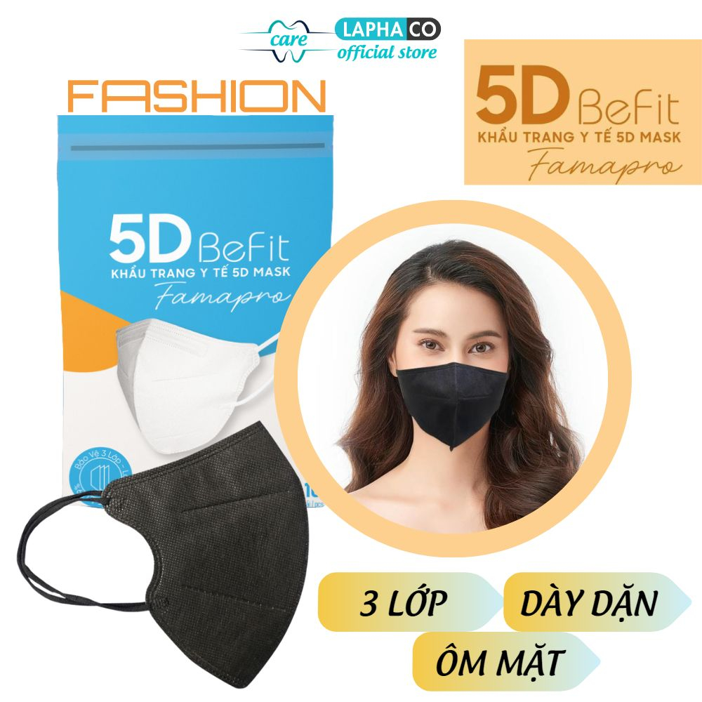NEW 2023 - DÀY, ÔM MẶT, CHỐNG UV - Khẩu trang Famapro 5D BEFIT 3 lớp 10 ...