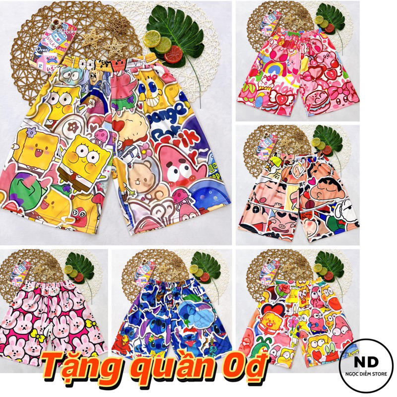 {Mới về} Quần đùi hoạt hình chipi nam nữ, quần short lửng quần đi biển ...
