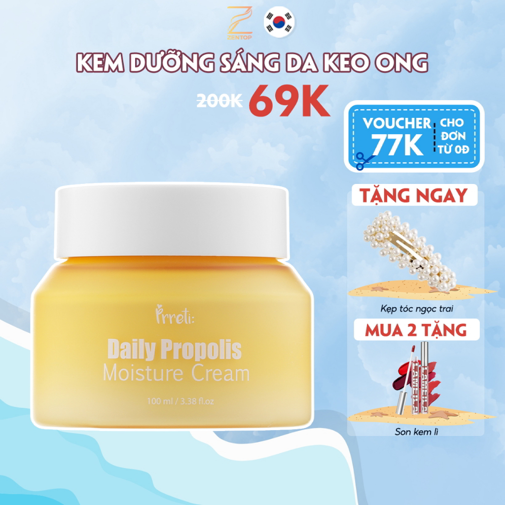 Kem dưỡng ẩm sáng da sữa ong và rau má Prreti Hàn Quốc không ăn nắng ...