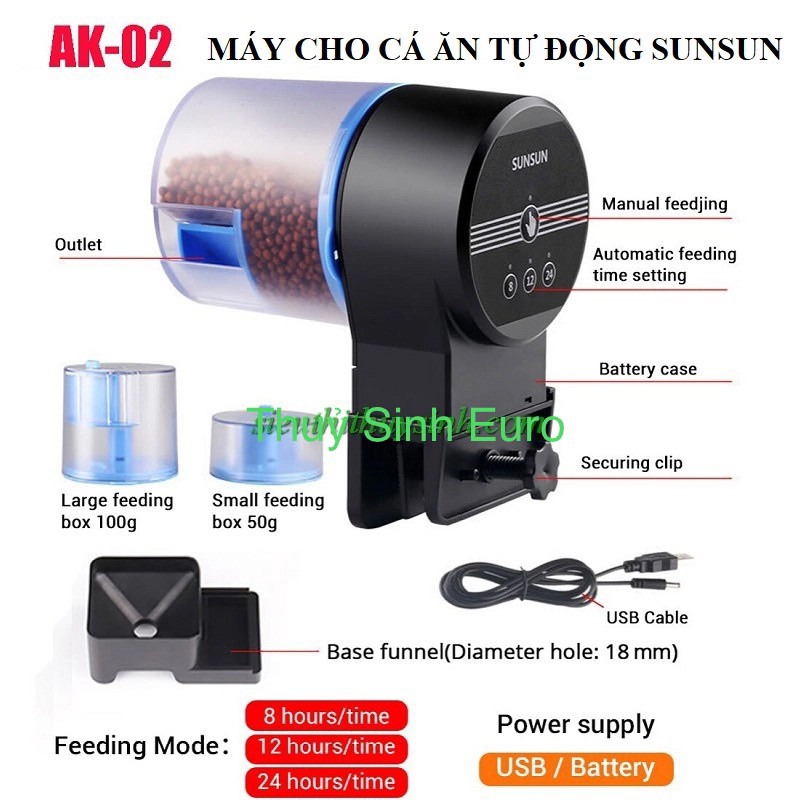 Máy cho cá ăn tự động Sun sun AK02 | Shopee Việt Nam