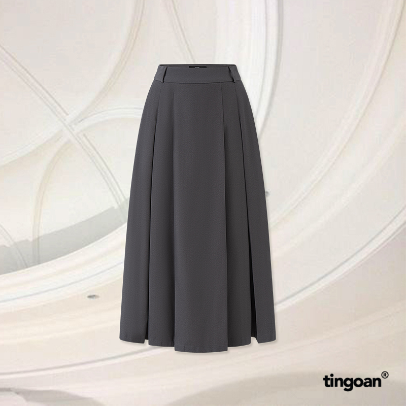 TINGOAN® - Chân váy dài cạp cao xám xếp ly trước QIN QIN LONG SKIRT/GR ...