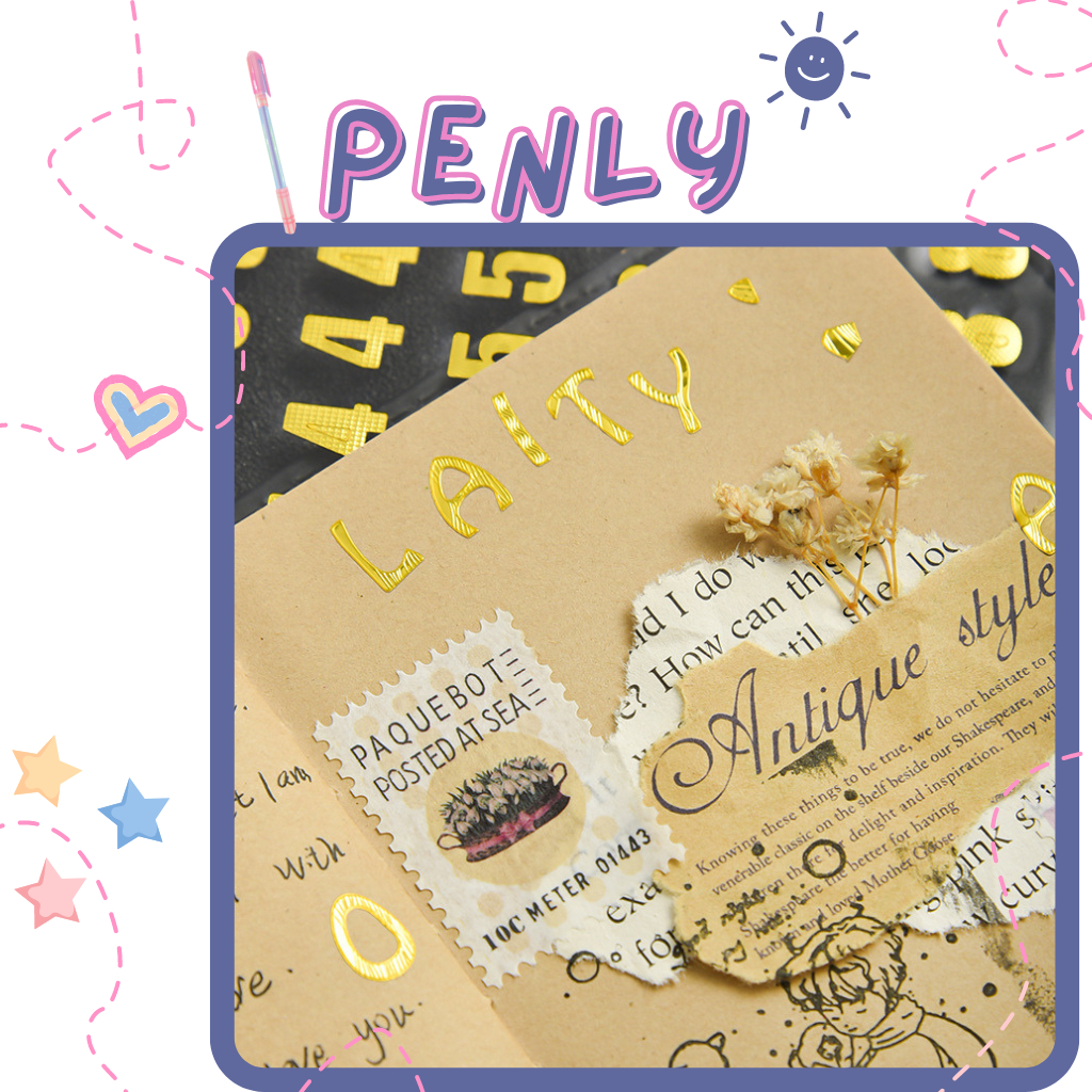 Sticker hình bảng chữ cái Penly nhãn dán hình số thứ tự 2 màu gold ...