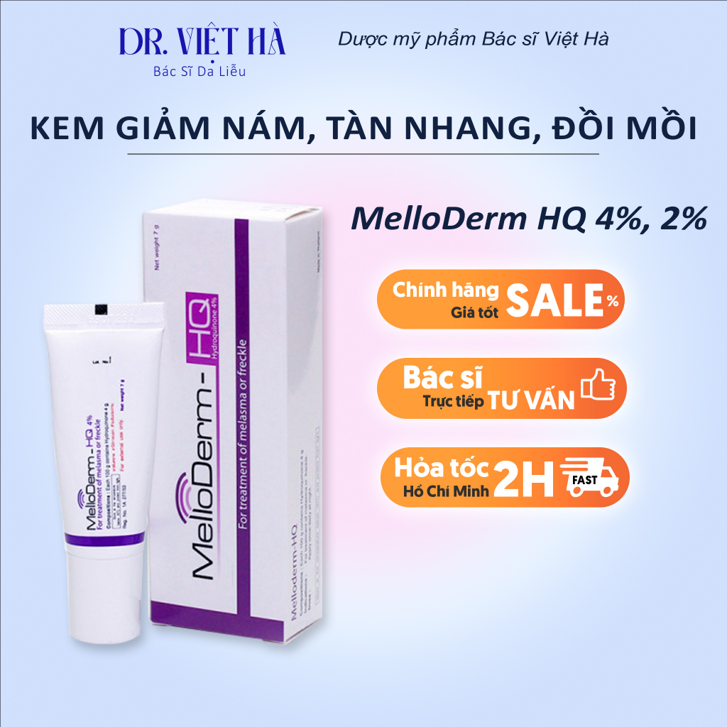 [SẴN- CHÍNH HÃNG] MelloDerm - hydroquinone HQ 4% và 2% - Kem giảm nám ...