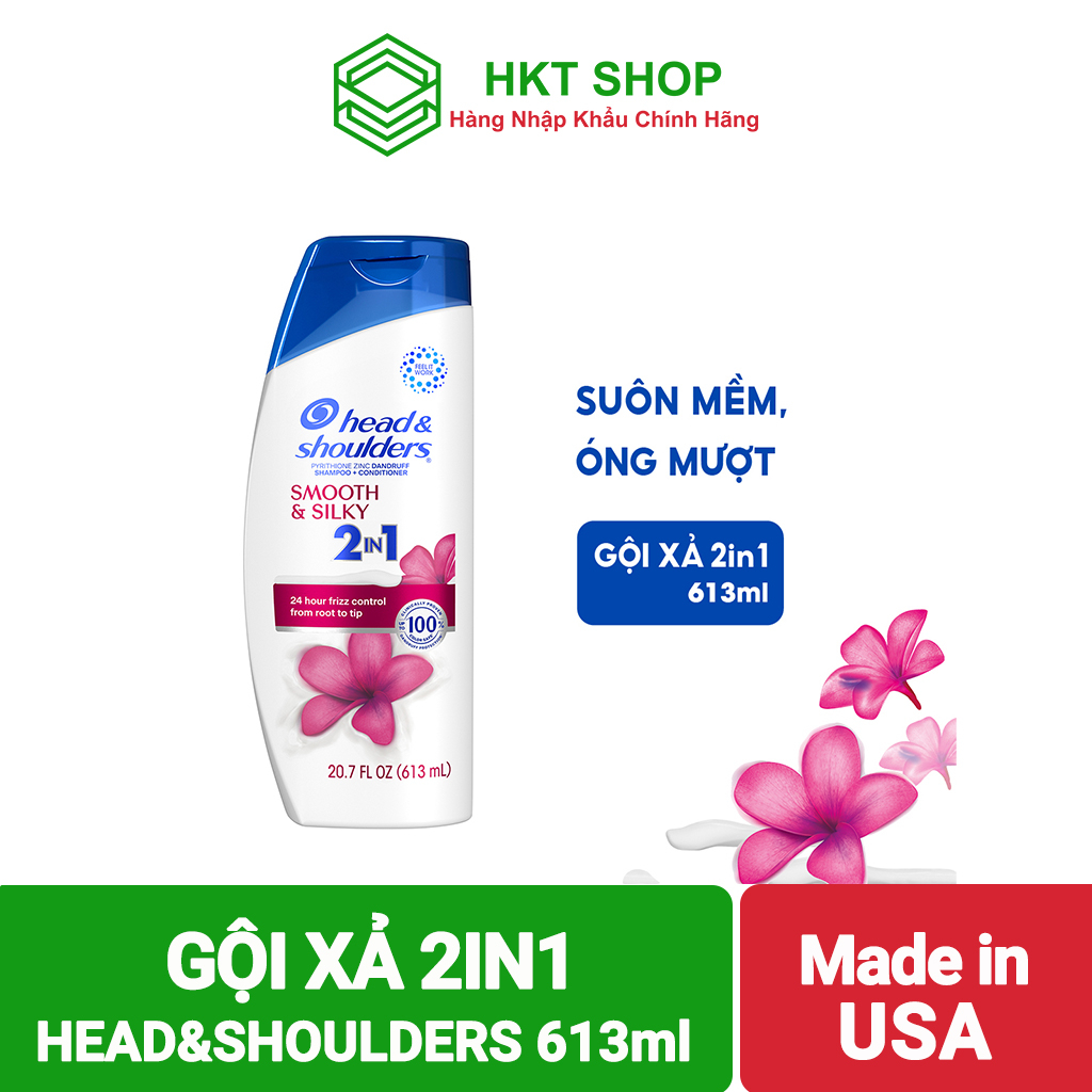 [USA] Dầu gội và xả Head&Shoulders 2in1 Smooth & Silky 613ml_Tóc suôn ...