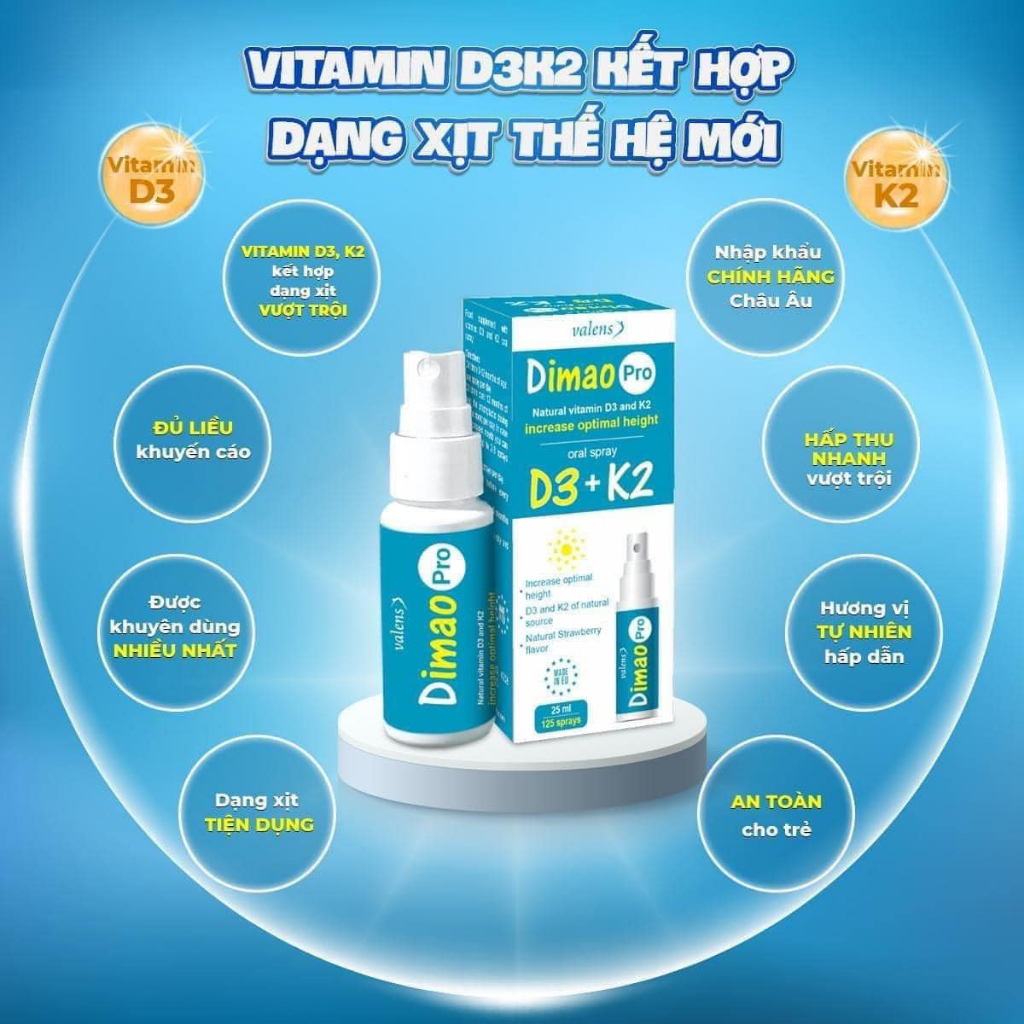 Dimao Vitamin D3 K2 Pro, Dimao Vitamin D3 Dạng Xịt [100% Nhập Khẩu EU ...