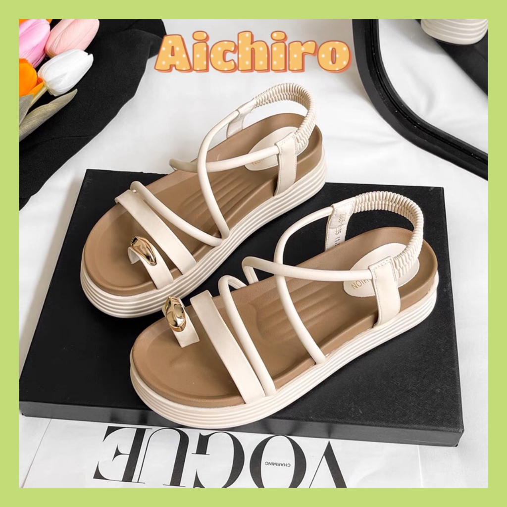 Dép sandal dây mảnh mắt ngọc 5cm xinh xắn,Xăng đan nữ Aichiro quai chun ...